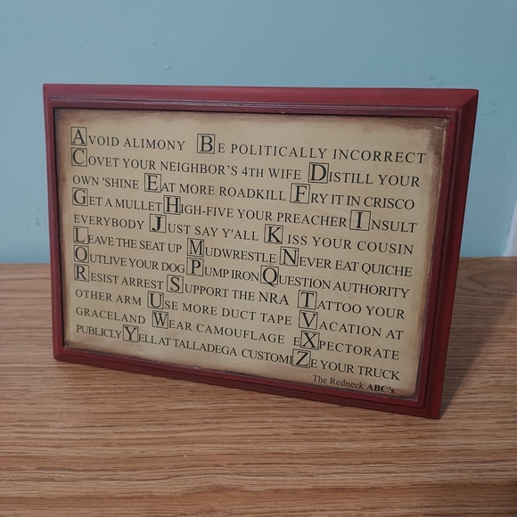 Source Unknown | Wall Decor | Redneck Abcs Plaque 85 X 6 | Poshmark
